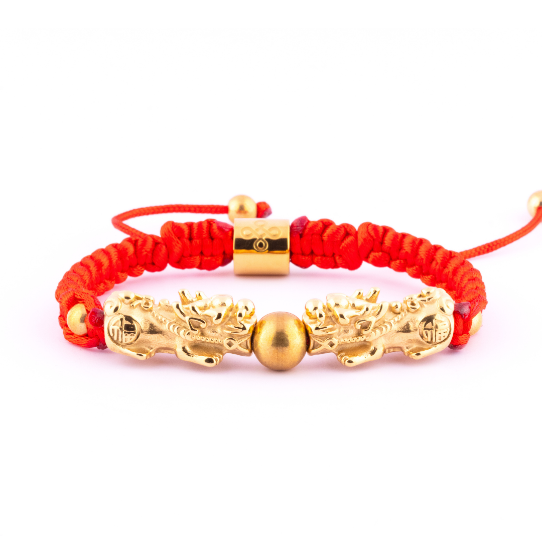 Double Lucky Piyao in Tibetan Red String Bracelet – Lucky Life Manila
